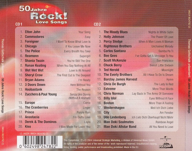 Thomas Gottschalk präsentiert 50 Jahre Rock! Love songs (2 CDs) – second-cd.de