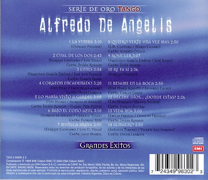 Alfredo de Angelis - Grandes exitos - Serie de Oro Tango – second-cd.de