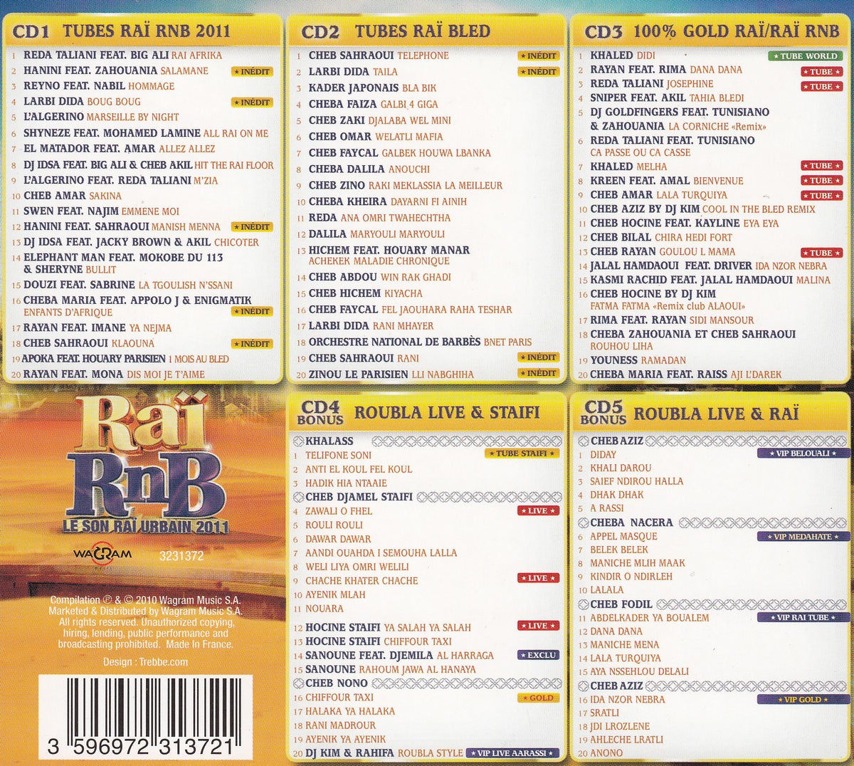 Various - Rai RnB - Le son du rai urbain 2011 (5 CDs) – second-cd.de