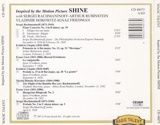 Rachmaninoff/Rubinstein/Horowitz/Friedman - Shine – second-cd.de
