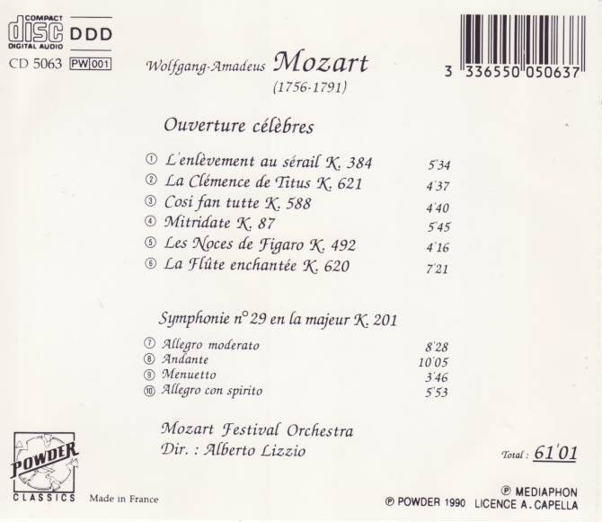 Mozart - Ouvertures celebres (Alberto Lizzio) – second-cd.de