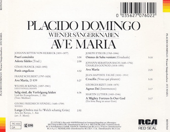 Placido Domingo/Wiener Sängerknaben - Ave Maria – second-cd.de